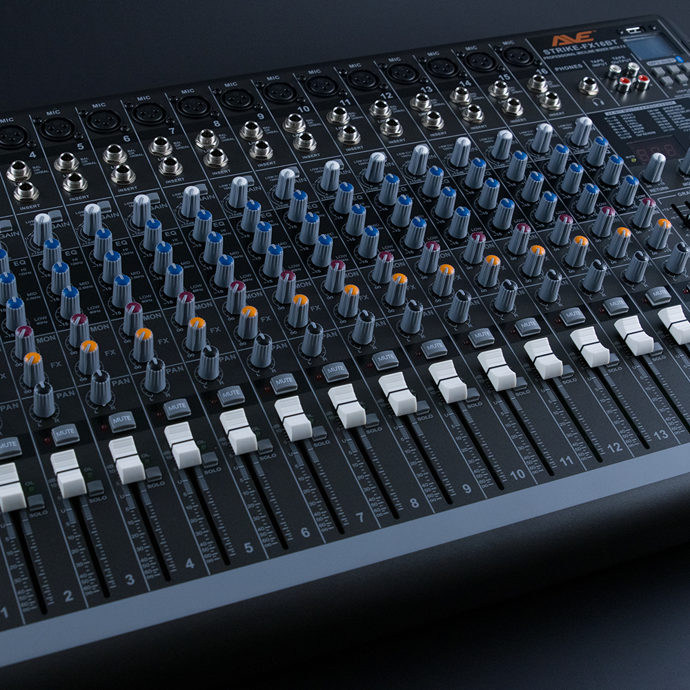 AVE Strike-FX 16 Bluetooth PA Mixer with FX & USB – 18 Channel – AVECorp
